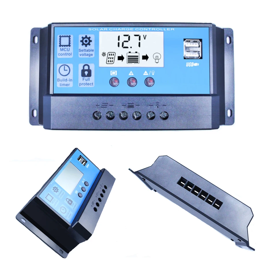 Powmr 12v 24v 40a Manual Pwm Solar Charge Controller With Dual Usb ...