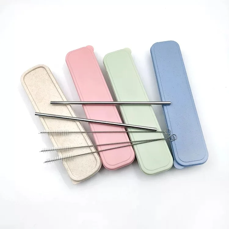 Portable Metal Bubble Tea Straw Set Stainless Steel Drinking Straw Set ...