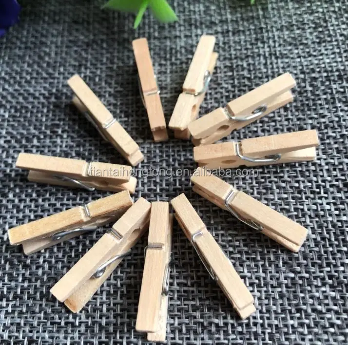2.5cm Unfinished Natural Wood Clip Mini Clothespin Cloth Peg Craft Peg ...