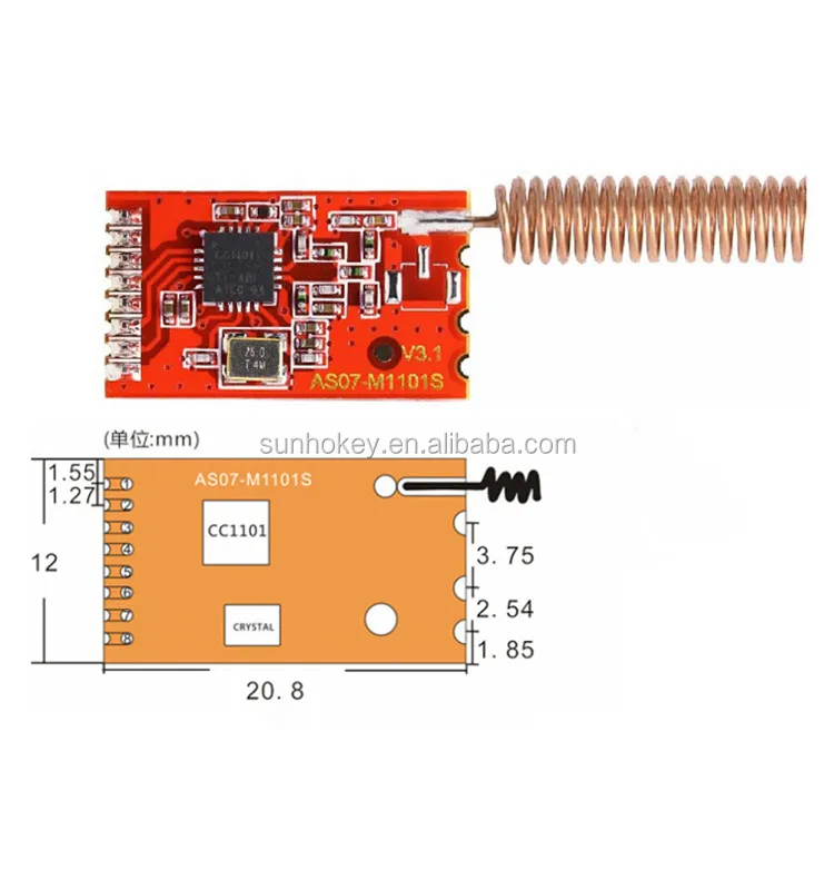 As07-m1101s 433mhz,10mw,Data Transmission Wireless Module Transceiver ...