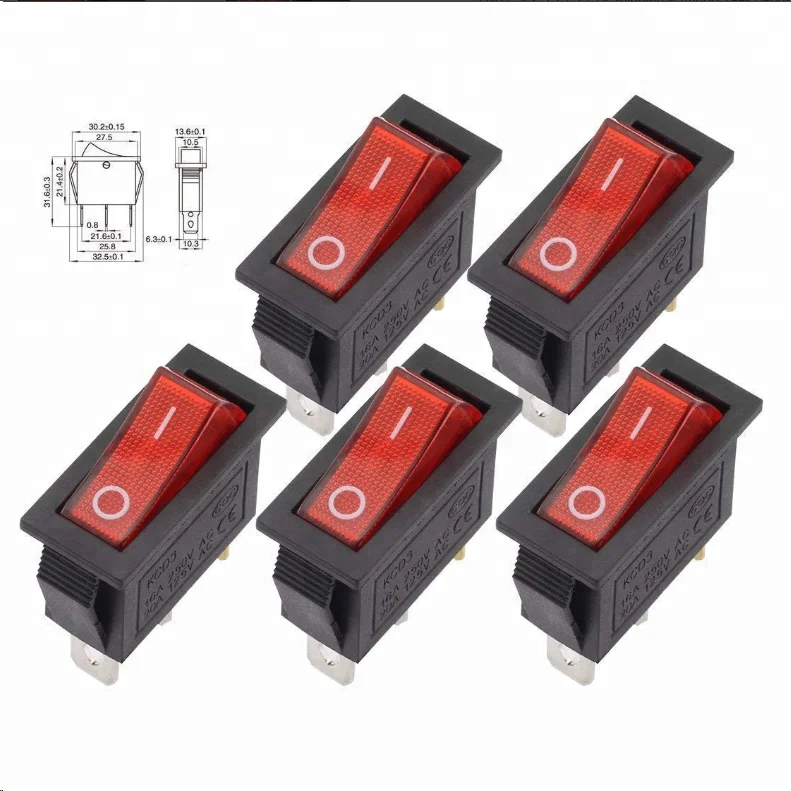 Kcd3 T85 3 Pin Illuminated Black Rocker Switch With Good Price - Buy ...