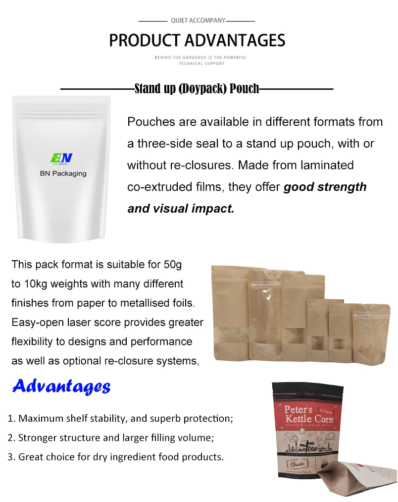 500g 1kg Laminated Clear Packets Stand Up Plastic Packaging Pouch Zip ...