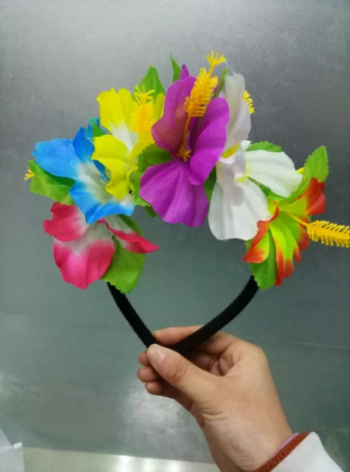 Hawaiian Summer Luau Party Flower Headband Beach Theme Party Supplies ...