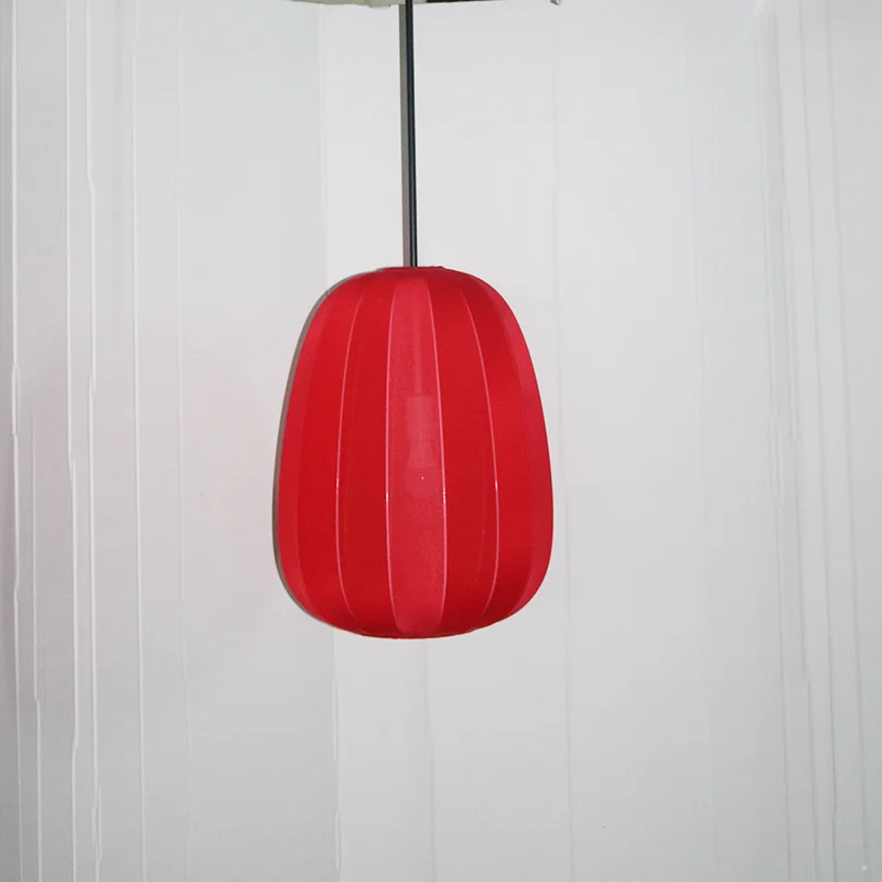 Chinese Traditional Style Red Paper Lantern Shade Pendant Lamp