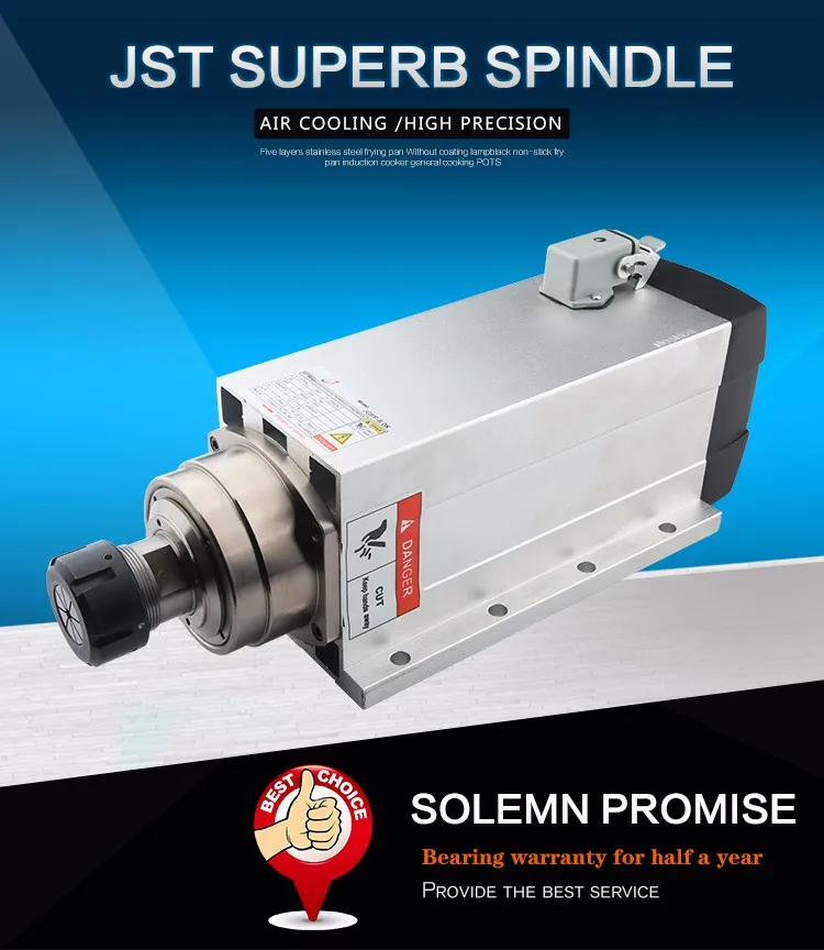 Jst 6kw 220v /380v Air Spindle Motor With Flange High Speed Air Cooled ...