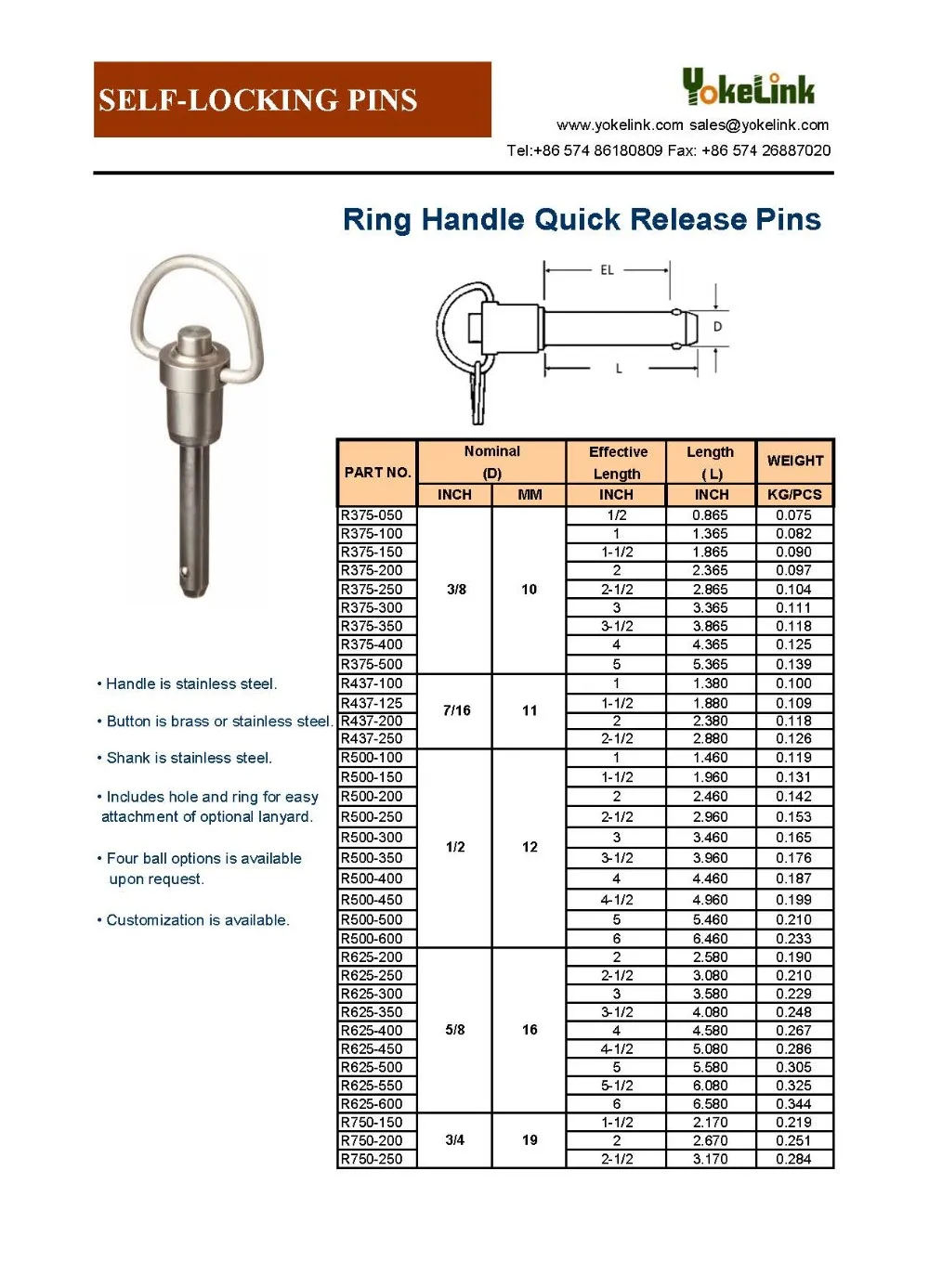 Quick Release Locking Pins Ball Lock Pins - Buy Quick Release Pins ...