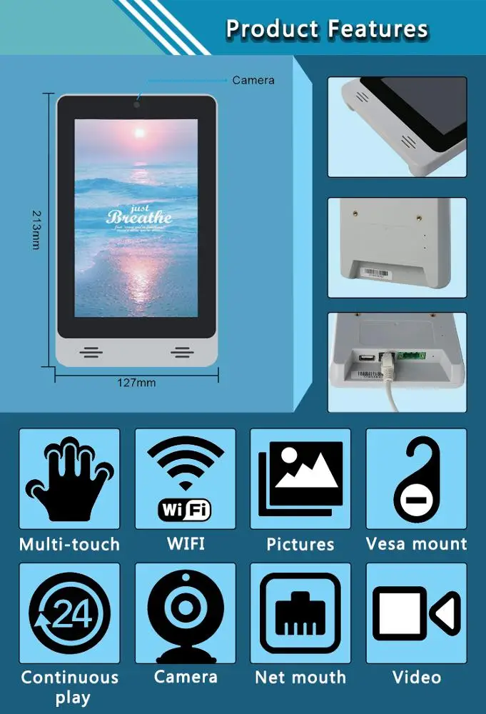 Wall Mounted 7 Inch Android 6.0 Tablet With Rj45 Port Built-in For ...