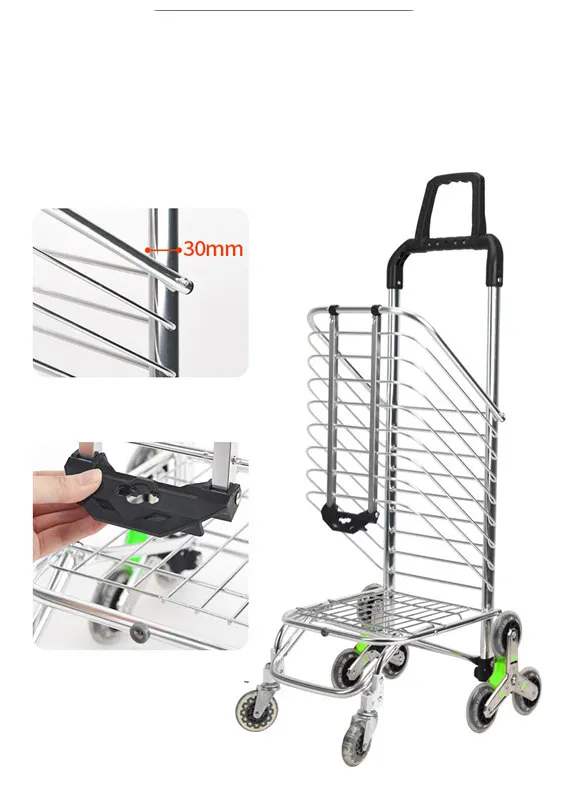 Aluminium Alloy Folding Carts And Trolleys 6 Wheels Stair Climbing Hand ...