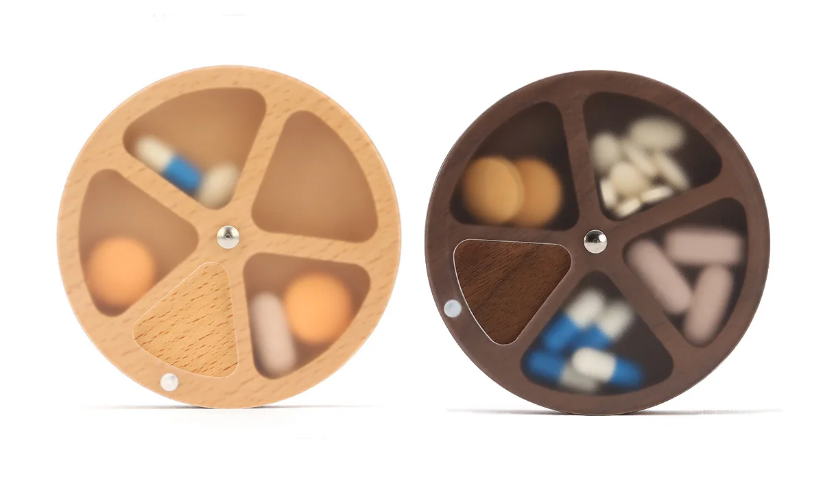 Hot Selling 4 Compartments Wooden Pill Case Pill Box With Slide Cover ...