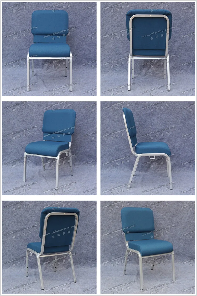 Stackable Blue Padded Modern Church Chair - Versatile & Durable
