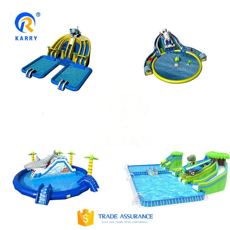 Outdoor Popular Inflatable Water Mobile Land Park With Big Pool For ...