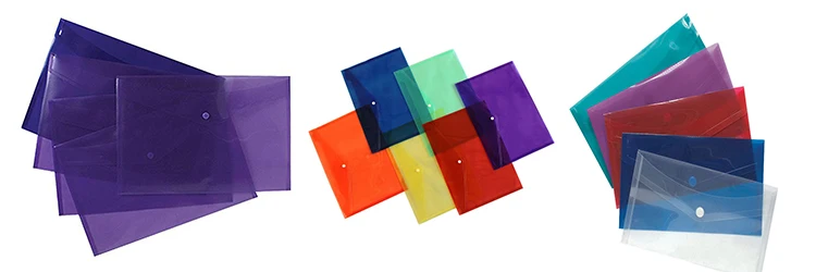 Colorful PP Plastic Stud Document Envelope Wallet Folders