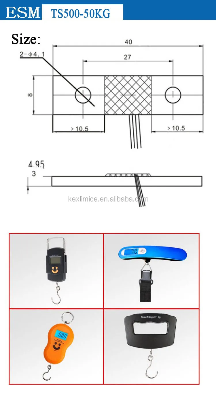 Esmts500-50 Hook Scale Fishing Scale Full Bridge Weighing Weight Sensor ...