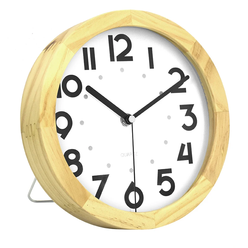 8 Inch Small Wood Frame Modern Simple Silent Home Office Decor Clock ...