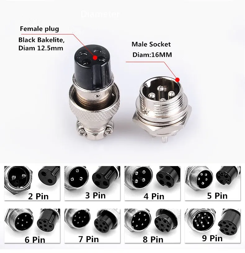 Gx12 5 Pin Pins Connector 12mm Xlr Aviation Audio Male Plug And Female ...