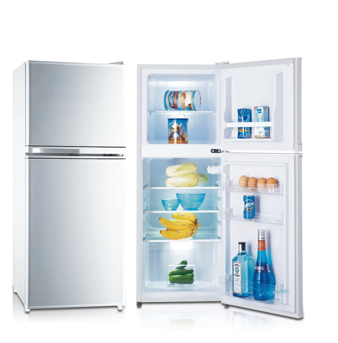 DC 12V 24V Double Door Fridge - Solar Power Refrigerator