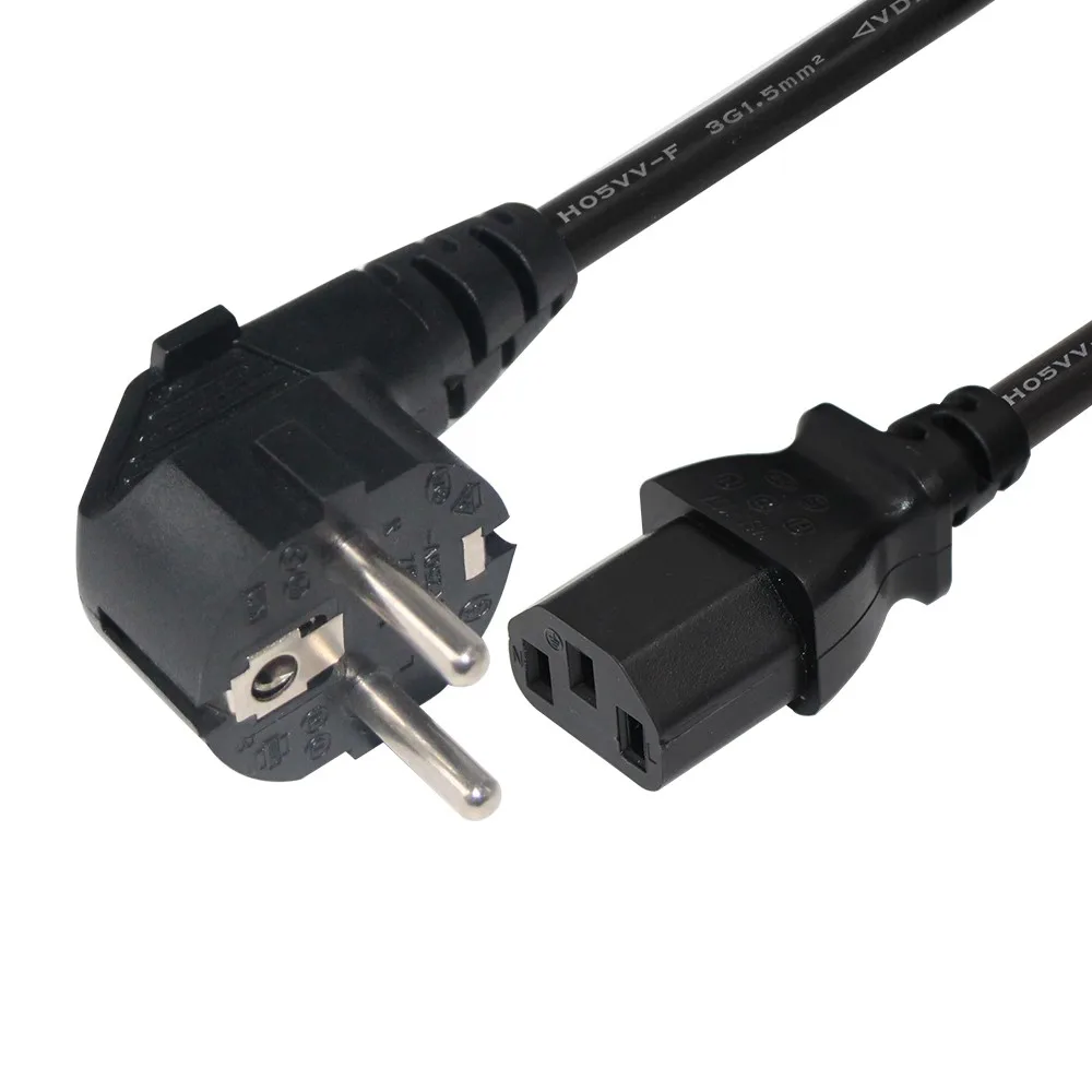 1m Black Figure 8 C7 To Euro Eu European 2 Pin Ac Plug Power Cable ...