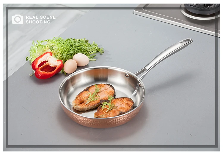 Customized High End Long Handle 3 Ply Copper Cooking Skillet/ Frying ...