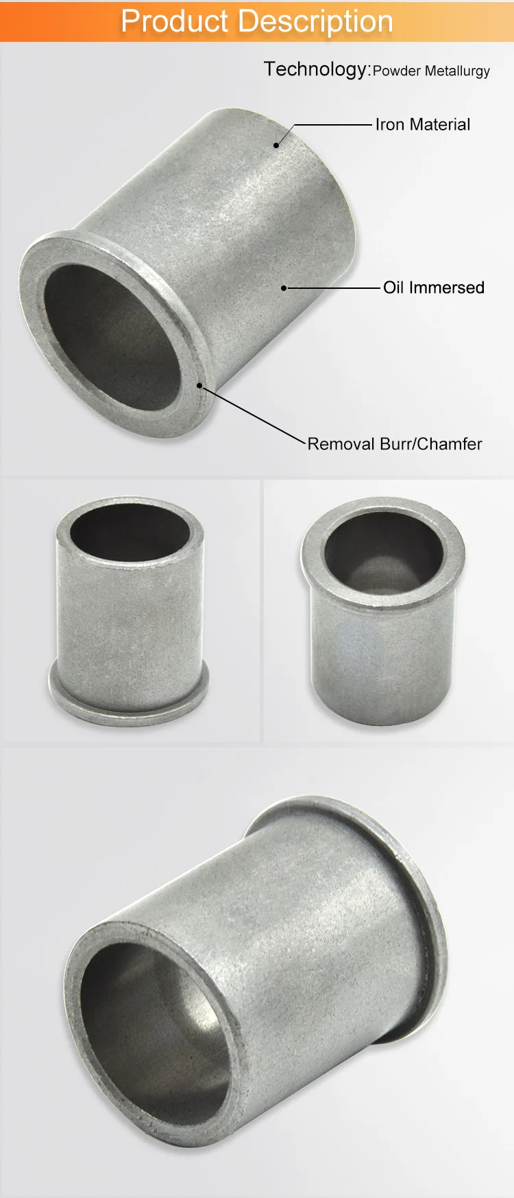 Custom processed Fu oilite powder metallurgy iron bushing Products from ...