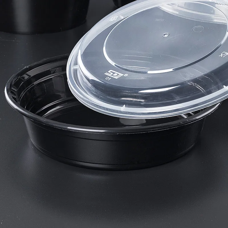 Wholesale Black Round Plastic Disposable Lunch Box