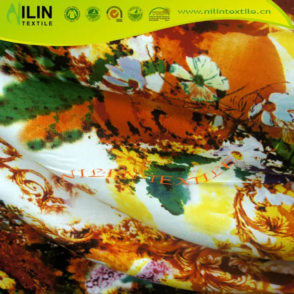 100% rayón impreso rayón challis tela para el vestido de las mujeres ...