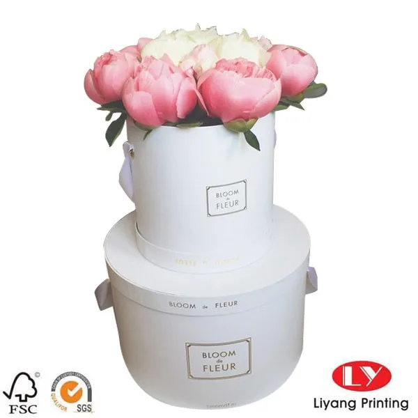 Custom Printing Logo Boxes Flowers Packaging Blue Round Flower Box With ...