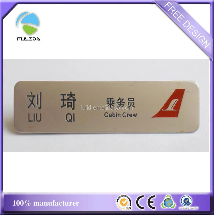 Magnetic Metal Enamel Name Badge Cabin Crew Work Staff - Buy Cabin Crew ...