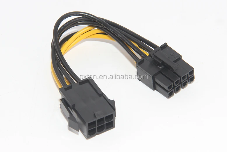 6 Pin Female To 8 Pin Male Pci Express Power Converter Cable Cpu Video ...
