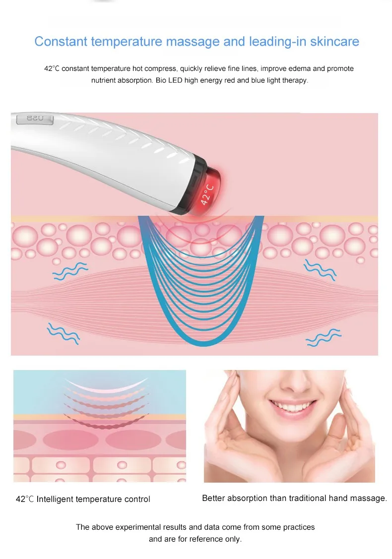 Electric Microcurrent Eye Massager Skincare Facial Machine Led Light ...