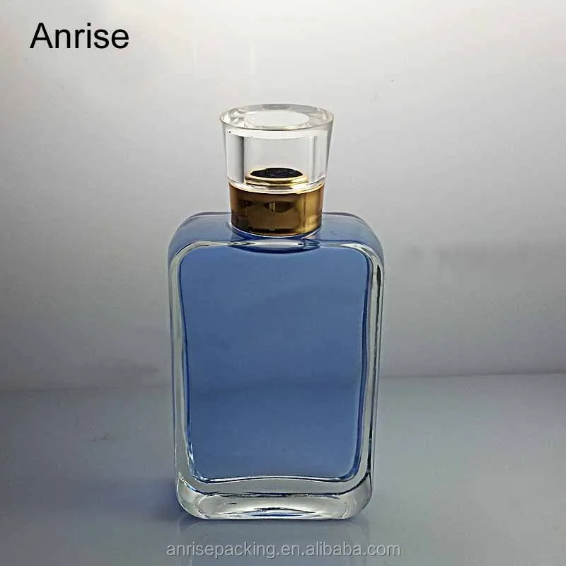 High-level Finished Quality 100ml Blue Glass Rectangle Perfume Bottles ...