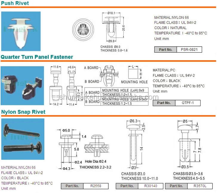 Standard Size Plastic Fan Snap Rivet/rubber Rivet - Buy Plastic Fan ...