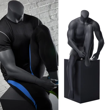 Full Body Fiberglass Muscle Athletic Mannequins Male Sitting Sport ...