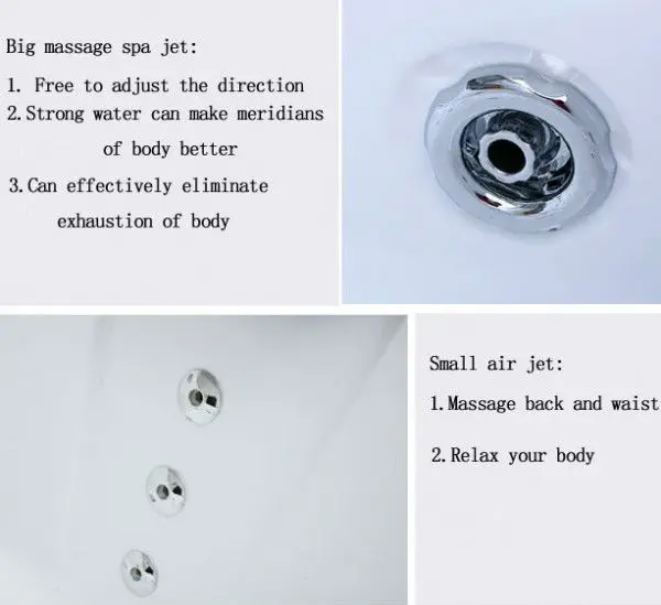 Gemy Color Whirlpool Shower Massage Corner Acrylic Bathtub