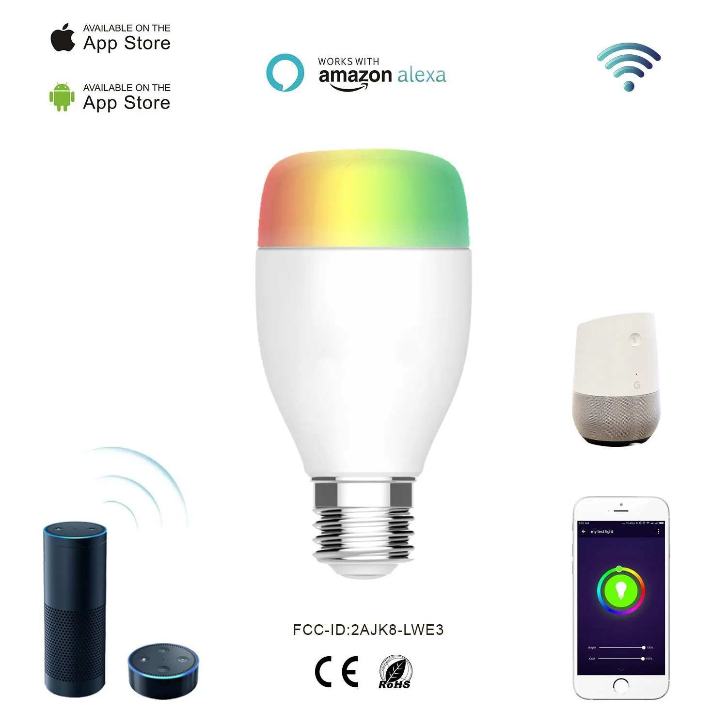 Oem App Control Smart Home Rgb Bulb 7w E27 Alexa Dimmable Wifi Led ...