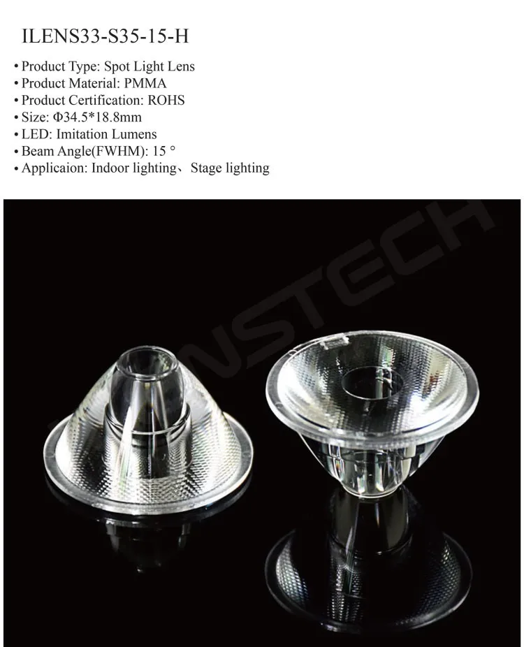 15 Degree Narrow Beam Led Lens for Wall Washer Lighting / Led Optics ...