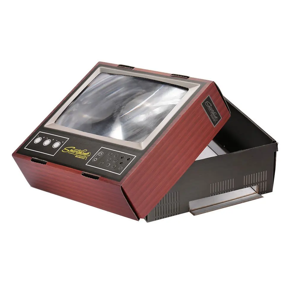 DIY Wood Mini TV Screen Magnifier Amplifier for Cell Phone Stand