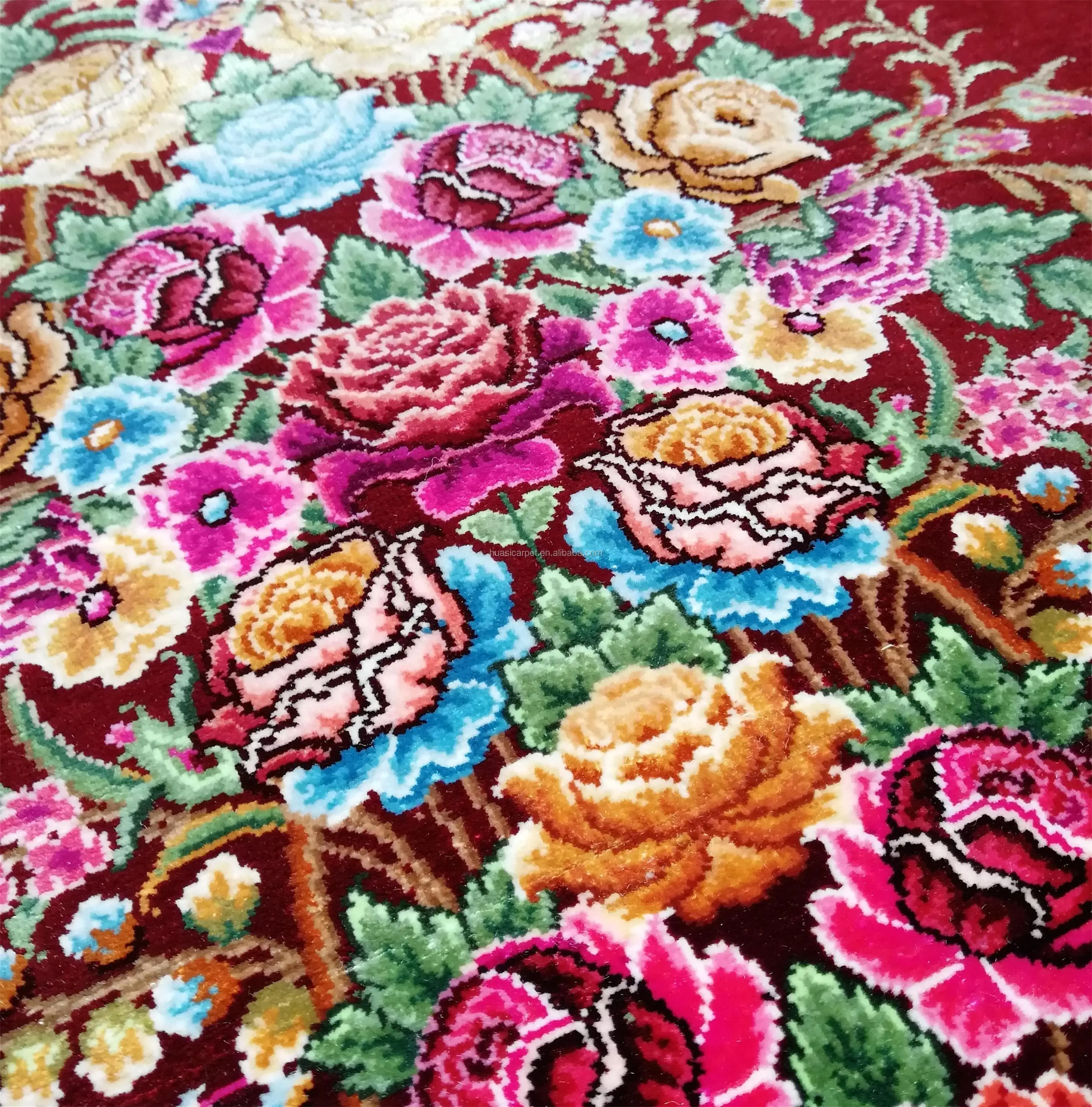 Red Persian Flowery Handmade Arabic Rugs For Home Decoration Silk ...