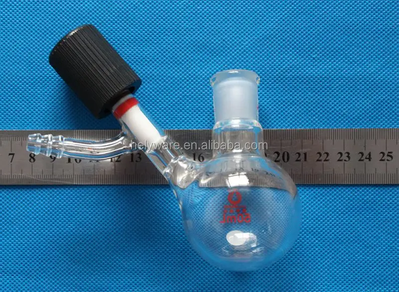 50 to 1000ml Lab use High Vacuum Valve glass Round Bottom Reaction ...
