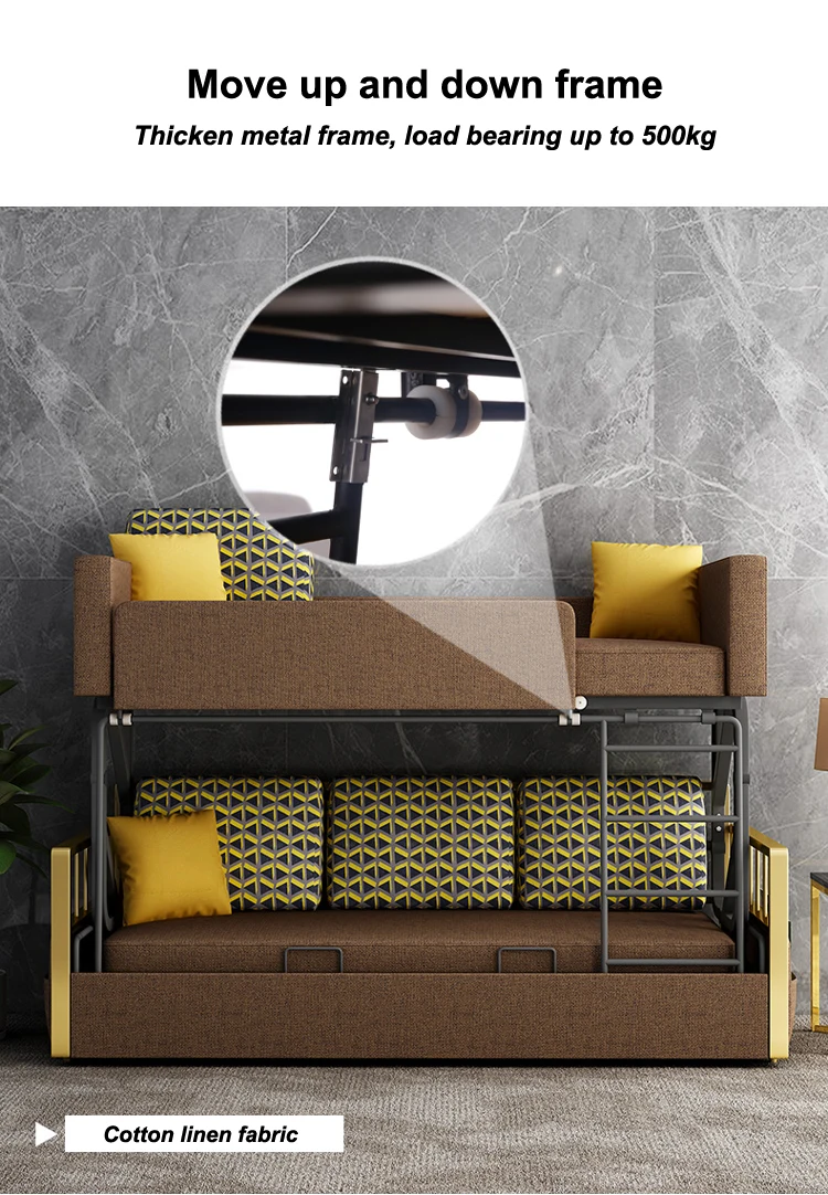 Folding Sofa Bunk Bed - Modern, Adjustable, and Stylish