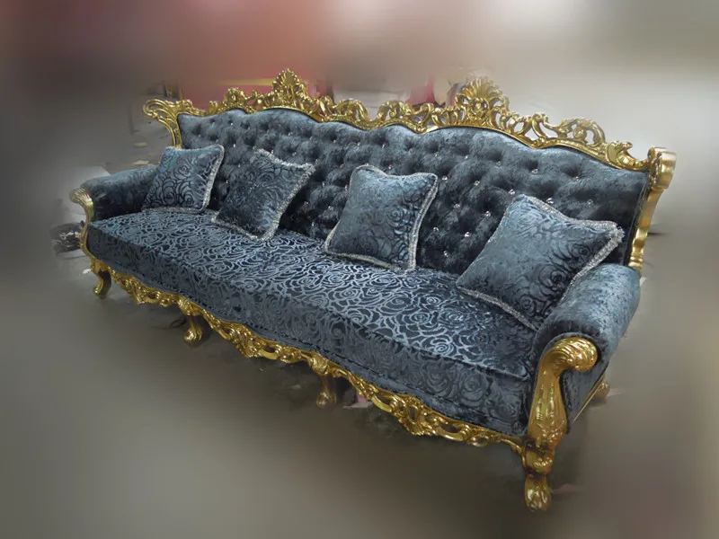 Syrian iran antique royal luxury hand carved silver or gold fabric sofa ...