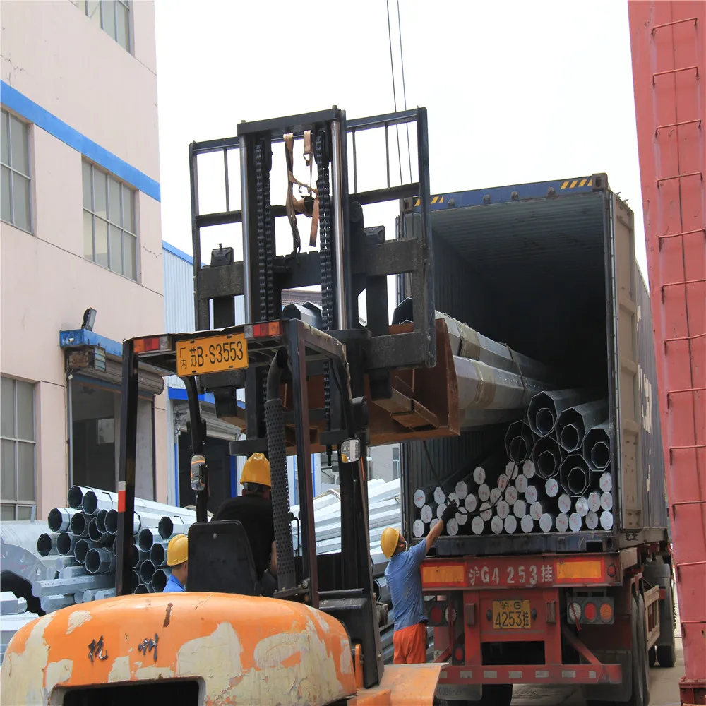 9m Q345 Galvanized And Painted Steel Street Light Tubular Pole Street ...