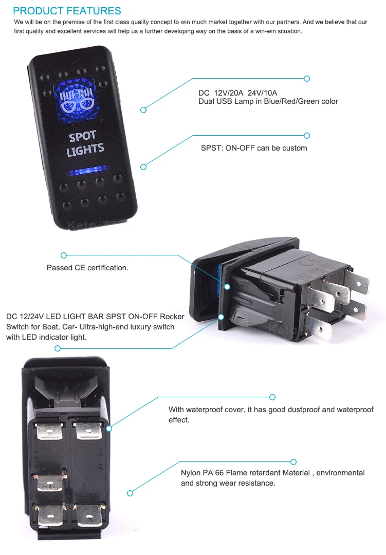 Factory Sale 12v Led Reverse Polarity Dpdt 6 Pins Rocker Switch - Buy 6 ...