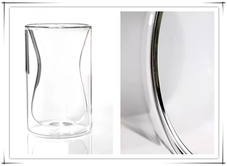Hourglass Shaped Cheap High Quality Hand-made Double Wall Glass Coffee ...