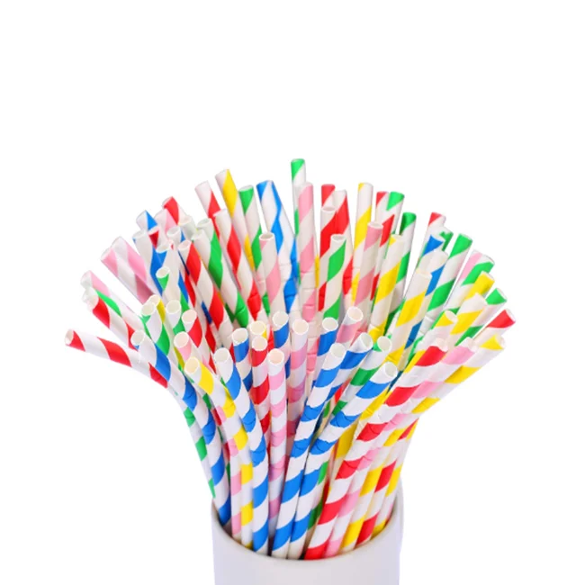 Popotes De Papel 100% Biodegradables Con Raya Arco Iris Para Fiesta ...