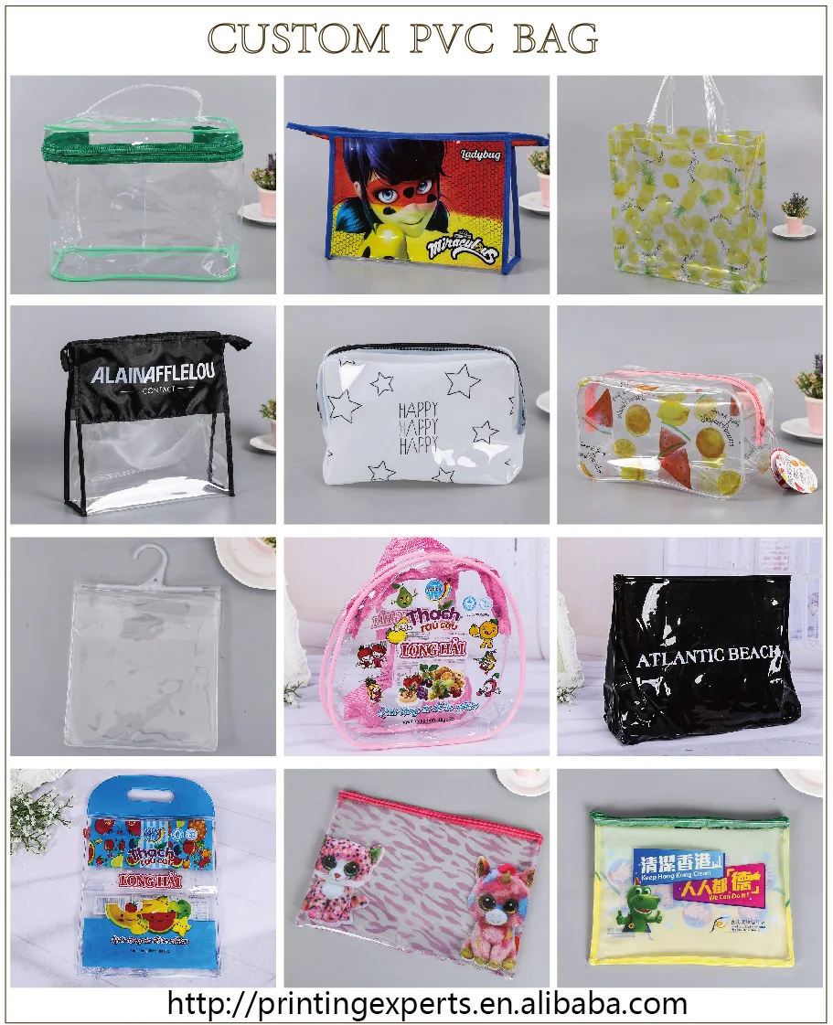Custom Printed Clear Vinyl Bags with Zipper & Handles