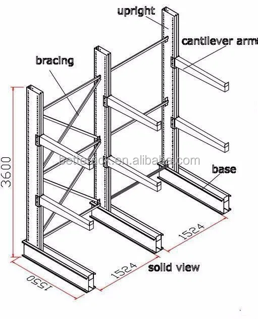 Adjustable Heavy Duty Cantilever Racks for Warehouse Storage