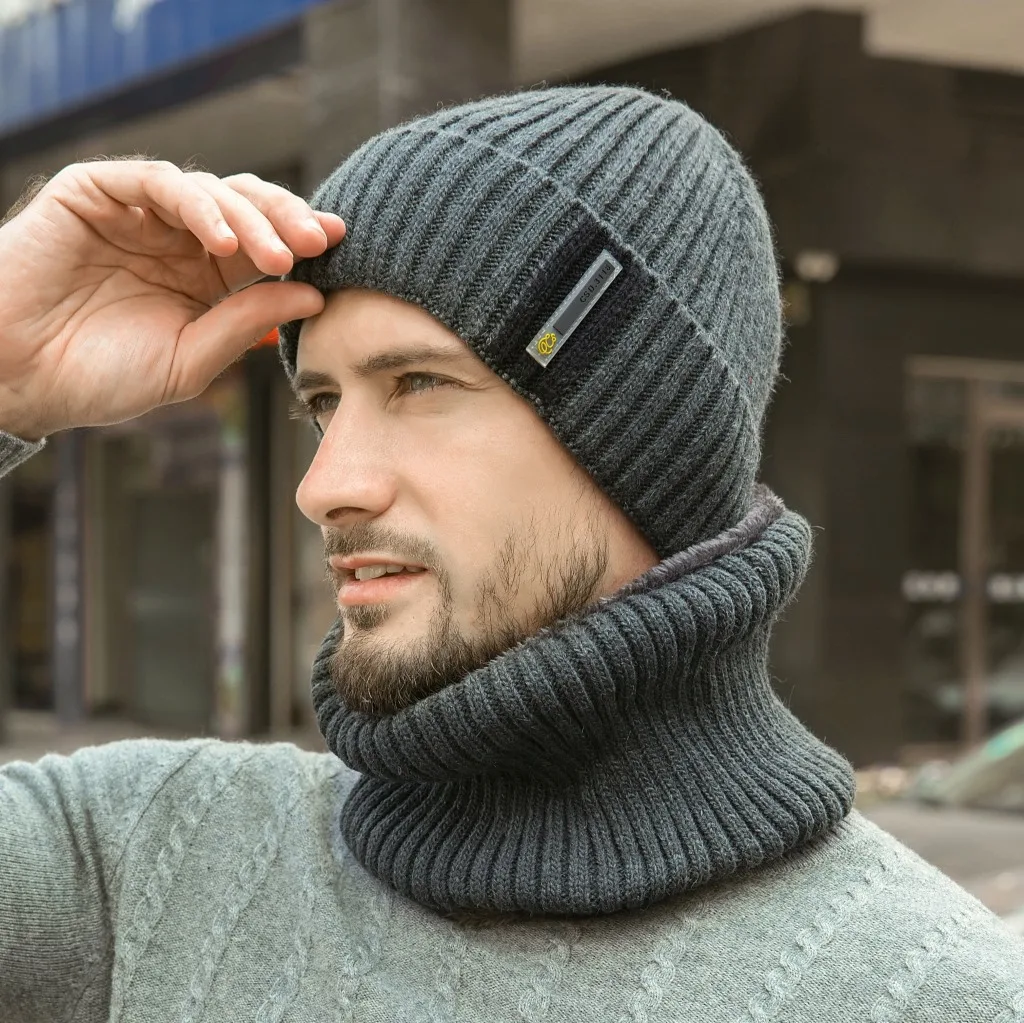 High Quality Winter Beanies Men Scarf Knitted Hat Bonnet Baggy Warm ...