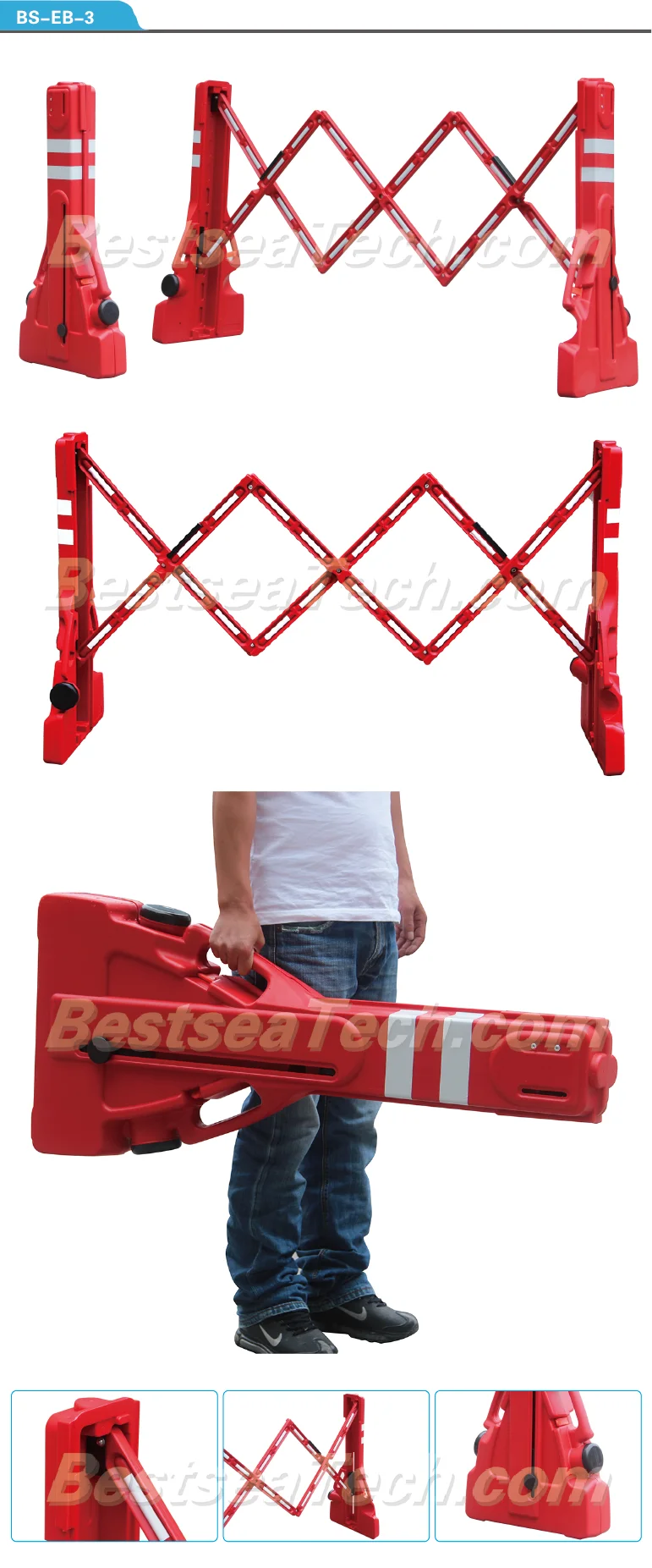 Plastic Expandable Road Safety Barrier Portable,2 Meter Rubber Folding ...