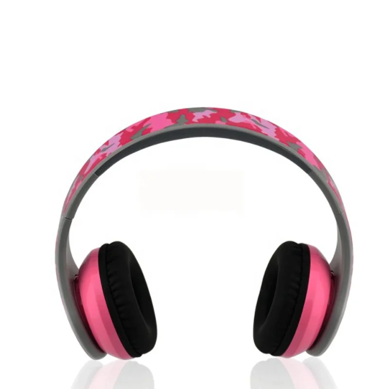 Camouflage Color Headset Wearing A Wireless Earphone Stereo Headphones ...