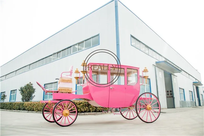 Pink Horse and Carriage - Elegant Wedding Scenic Spot Trailer
